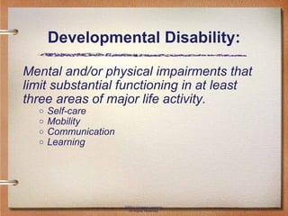 Ch 9 Intellectual and Deveopmental Disabilities | PPT