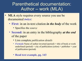 Writing The Research Paper A Handbook (7th ed) - Ch 9 mla system | PPT