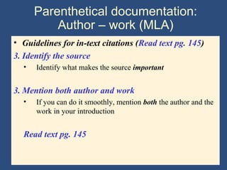 Writing The Research Paper A Handbook (7th ed) - Ch 9 mla system | PPT