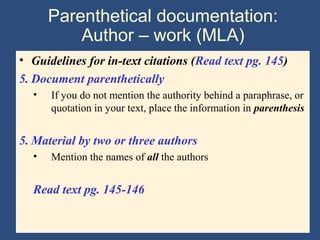 Writing The Research Paper A Handbook (7th ed) - Ch 9 mla system | PPT