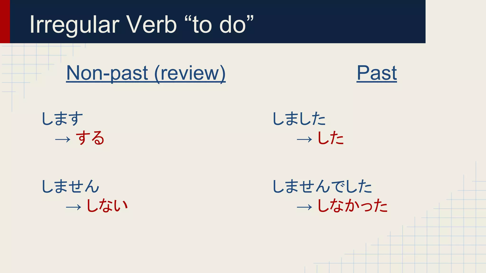 Past Tense Short Forms of Japanese Verbs and Adjectives | PDF