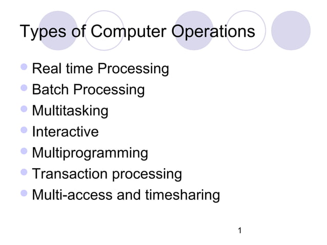 Ch 9 types of computer operations | PPT