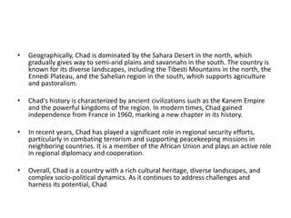Chad rich cultural heritage, diverse landscapes, and complex socio ...