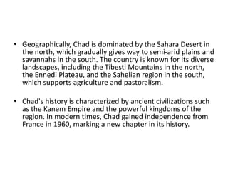 Chad rich cultural heritage, diverse landscapes, and complex socio ...