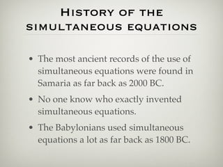 Chae un simultaneous equation | PPT