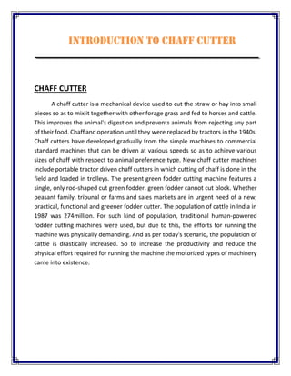 Chaff cutter nx model project cttc bhubaneswar | PDF