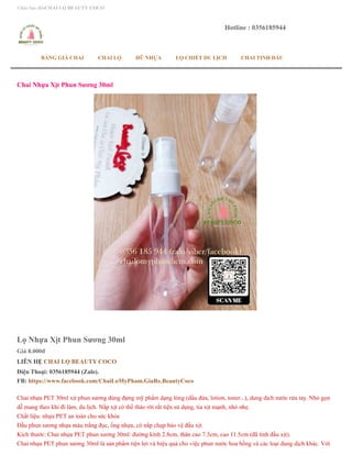 Chai Nhựa Xịt Phun Sương 30ml | PDF