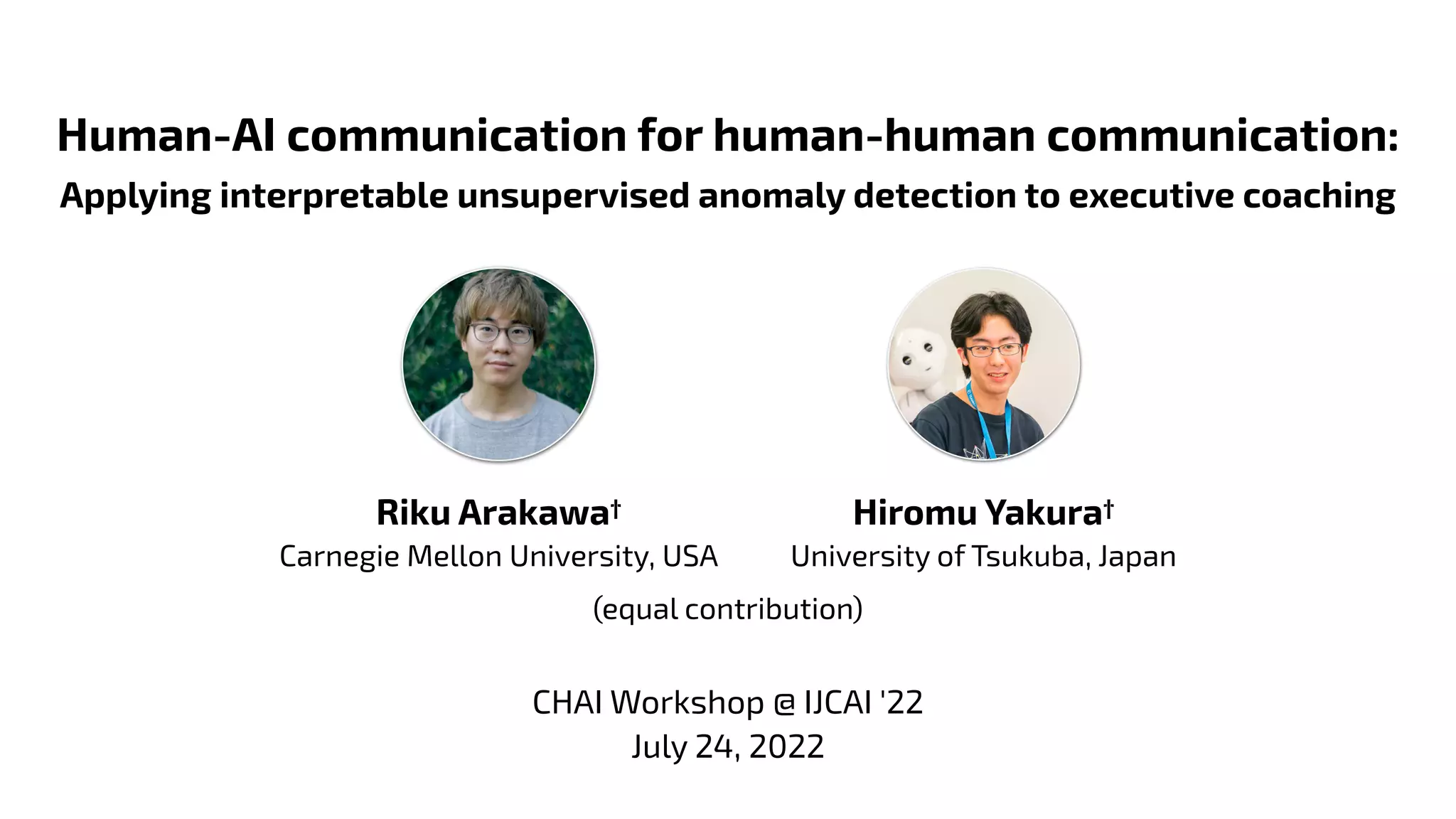 Human-AI communication for human-human communication / CHAI Workshop ...