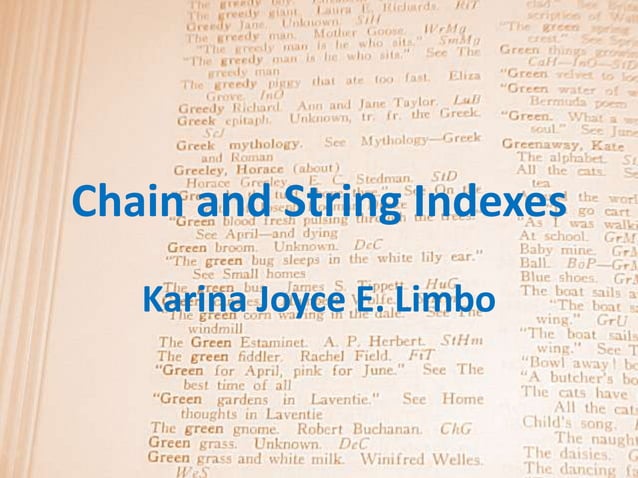Chain and String indexes | PPT
