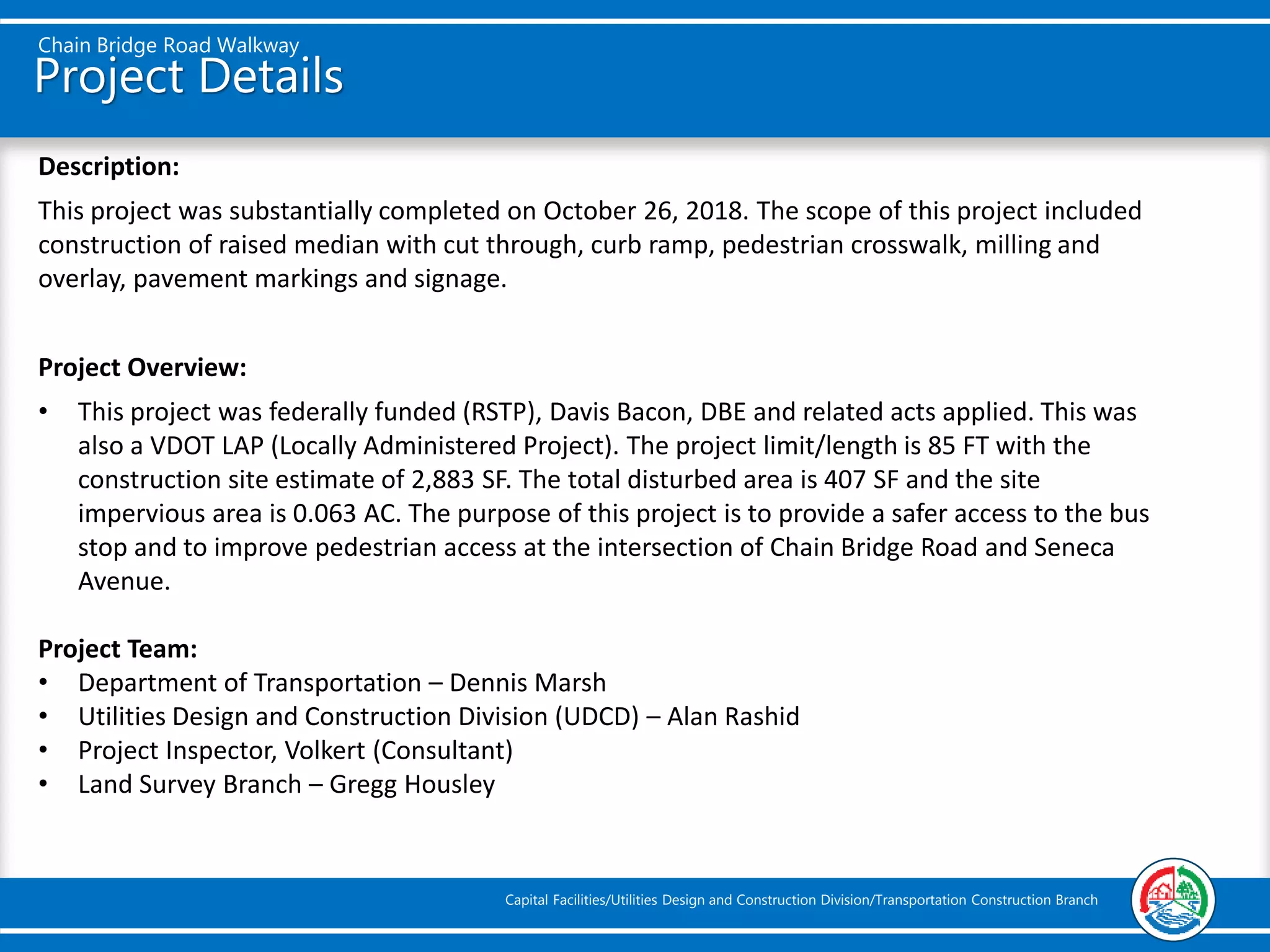Chain Bridge Road Walkway | PPT