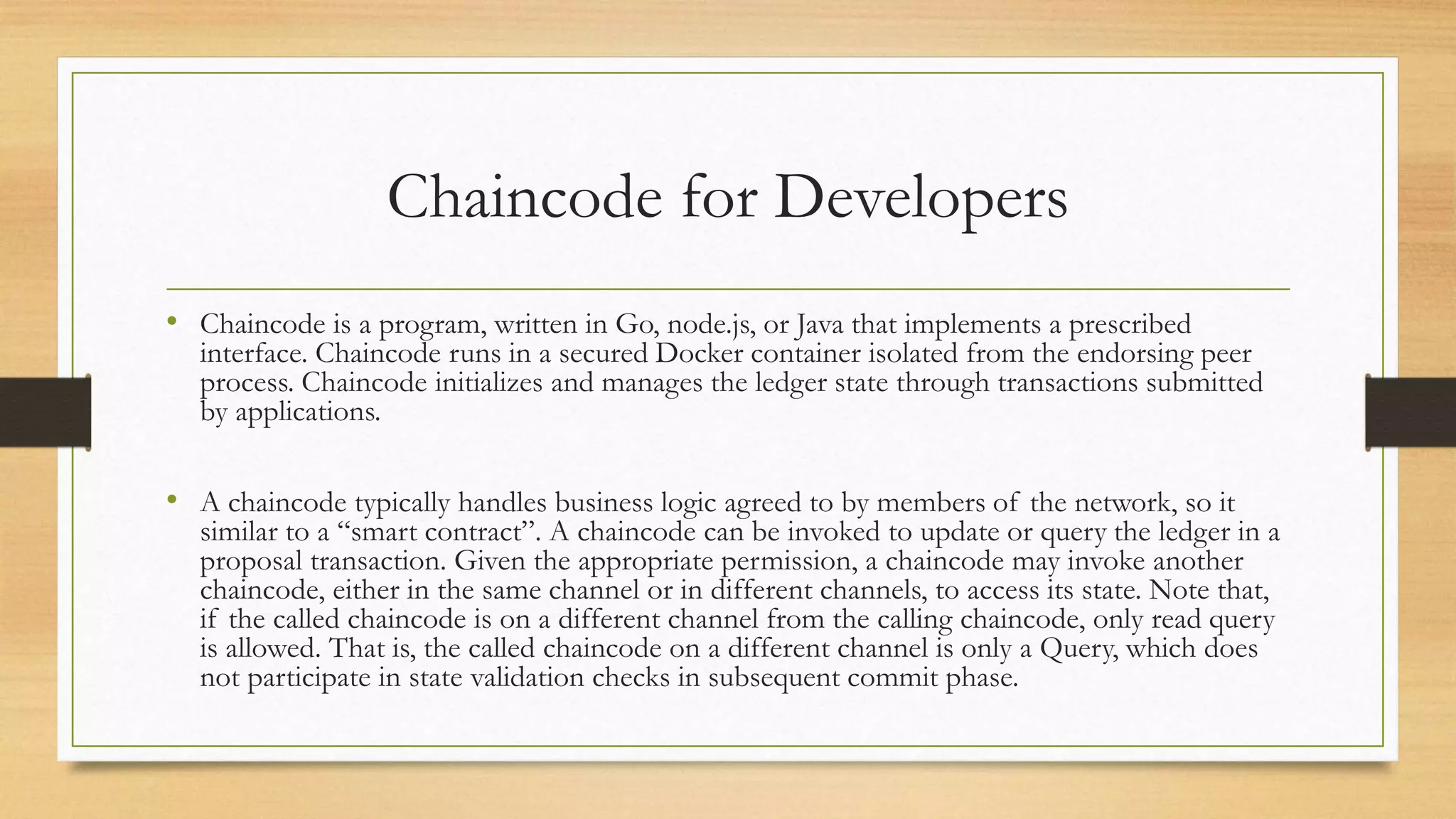 Chaincode Use Cases | PPTX