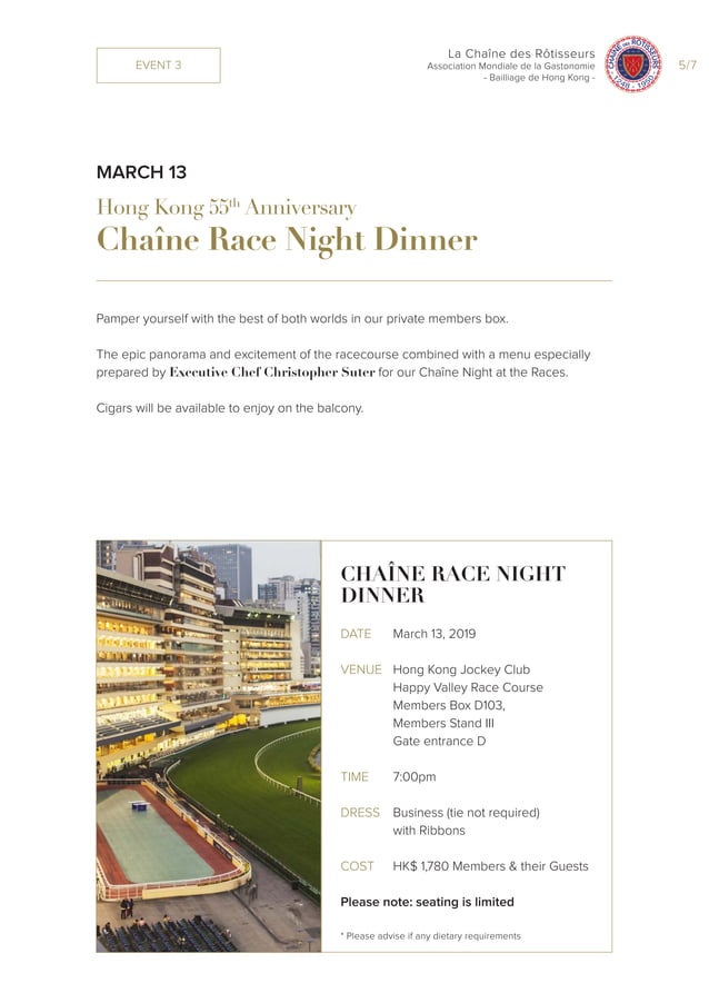 Chaine des Rotisseurs Hong Kong 55th Chapitre Invitation | PDF