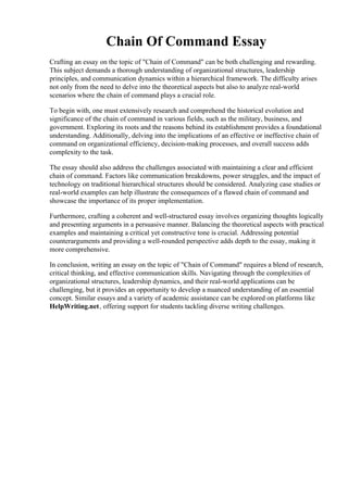Chain Of Command Essay. Importance of chain of command essay ...