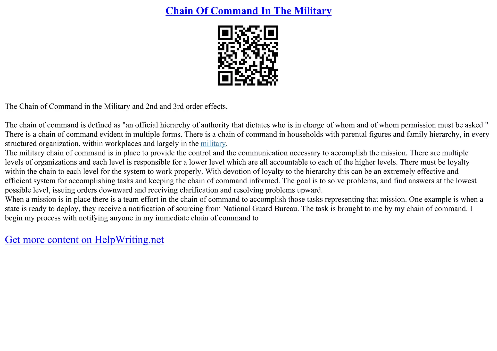 Chain Of Command In Organizational Behaviour | PDF