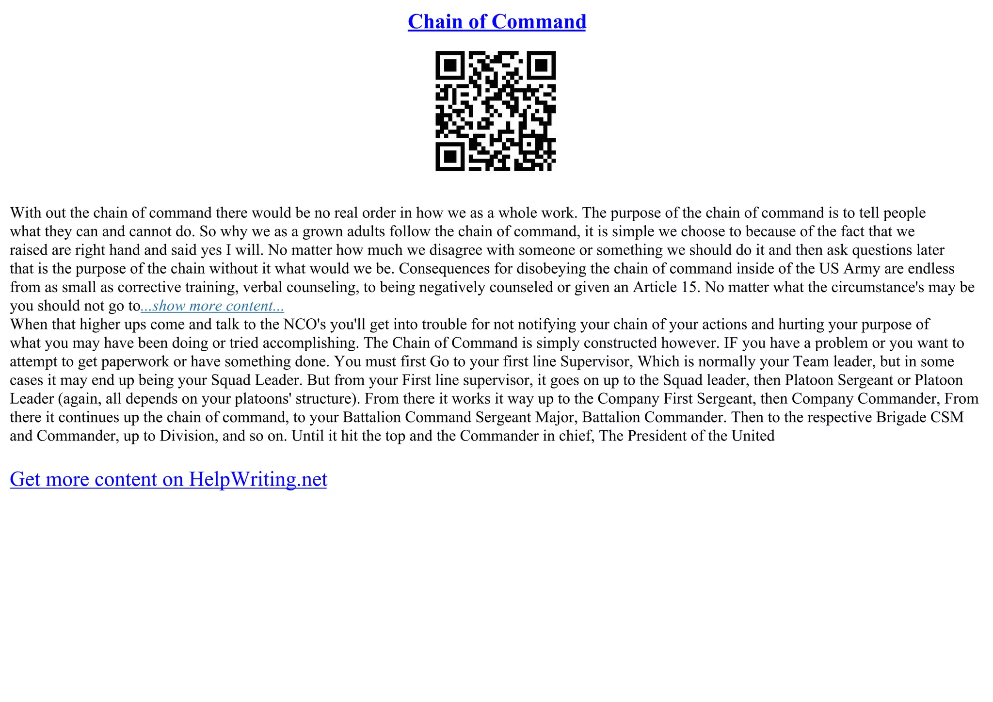 Chain Of Command In Organizational Behaviour | PDF