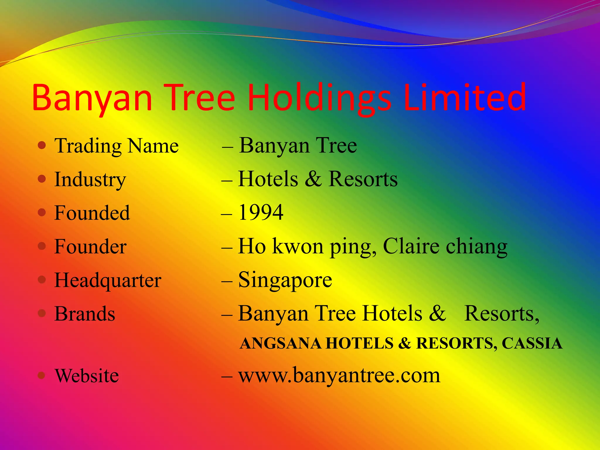 Chain of hotels - Banyan Tree | PPTX