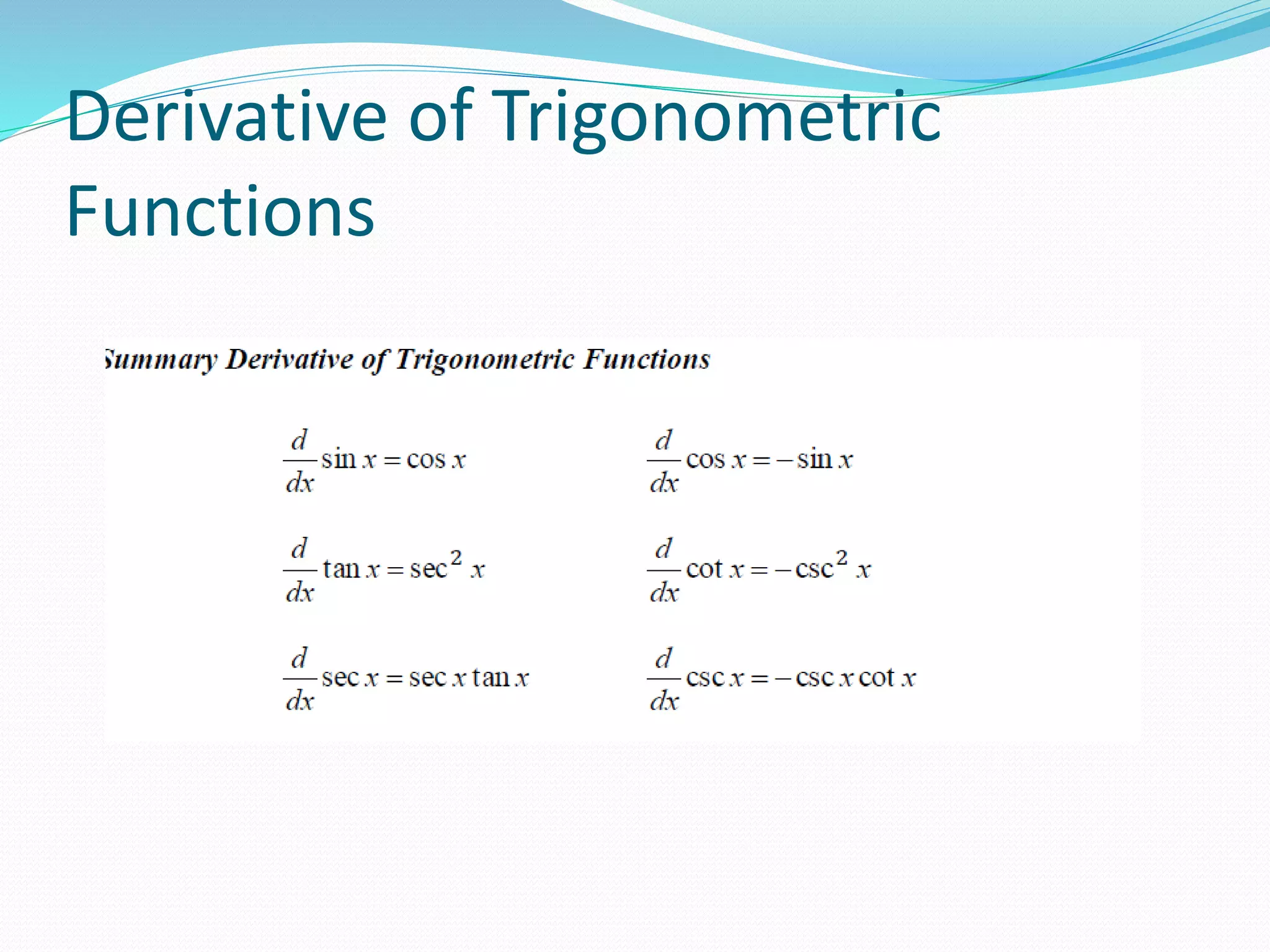 Chain rule & trigonometric functions | PPTX