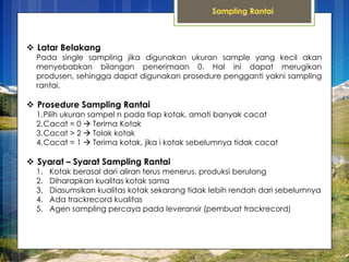 Chain sampling Statistika Pengendalian Mutu | PPTX