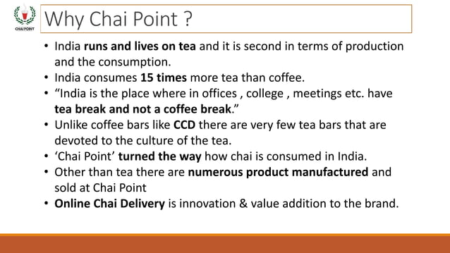 Chai Point - Marketing Mix Case Study & Business Analysis | PPTX