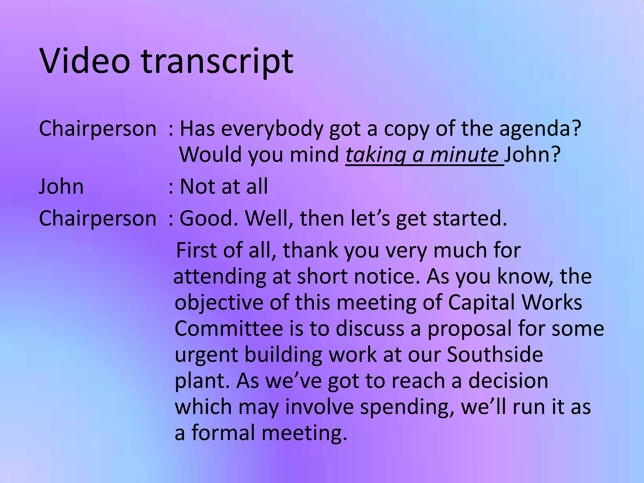 Chairing a meeting slide - session 5 | PPTX