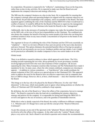 Chairman and MD / CEO - combined or separate roles? | PDF | Business ...