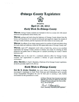 Chairman of the legislature fred c. beardsley oswego county, ny 2012 | PDF