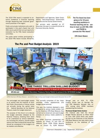 ICPAK Chairman's newsletter | PDF | Business Expos & Conferences | Events