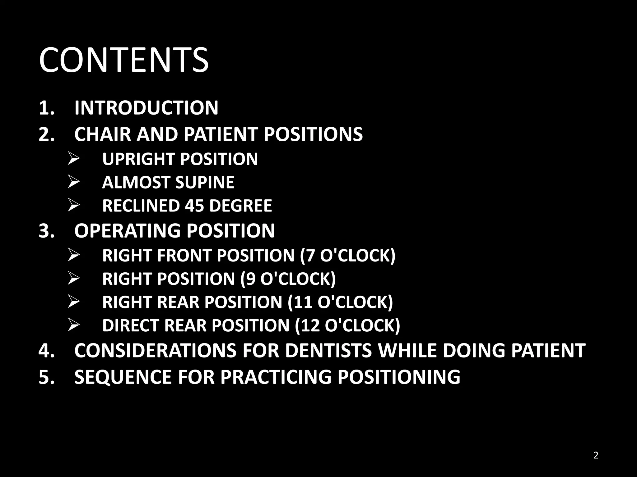 dental Chair position | PPTX