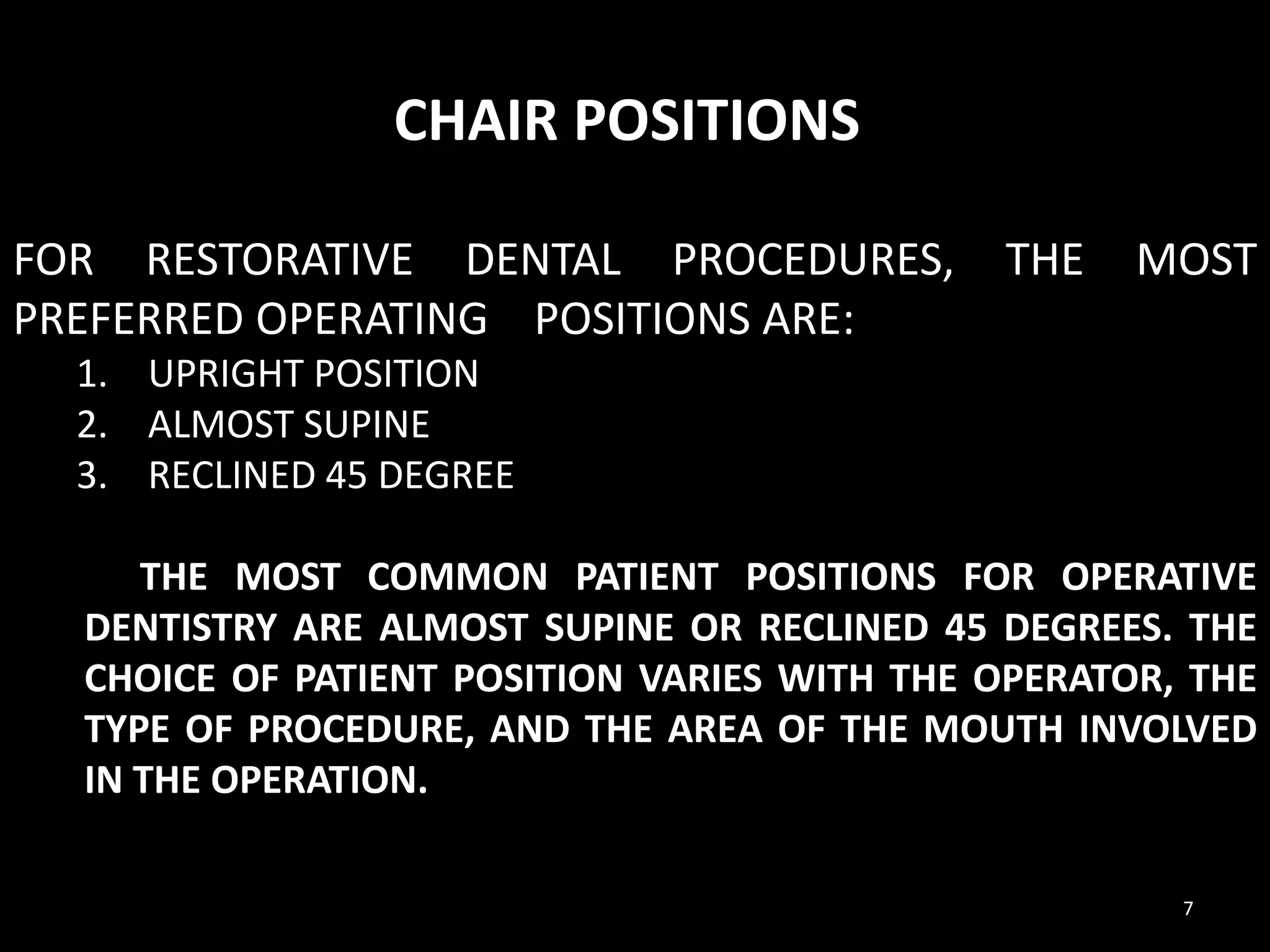 dental Chair position | PPTX