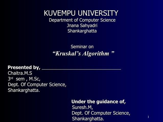KRUSKALS'S algorithm from chaitra | PPT