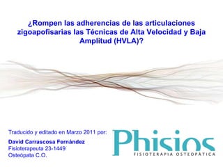 Efectividad de las Técnicas de HVLA y de Energía Muscular | PPT