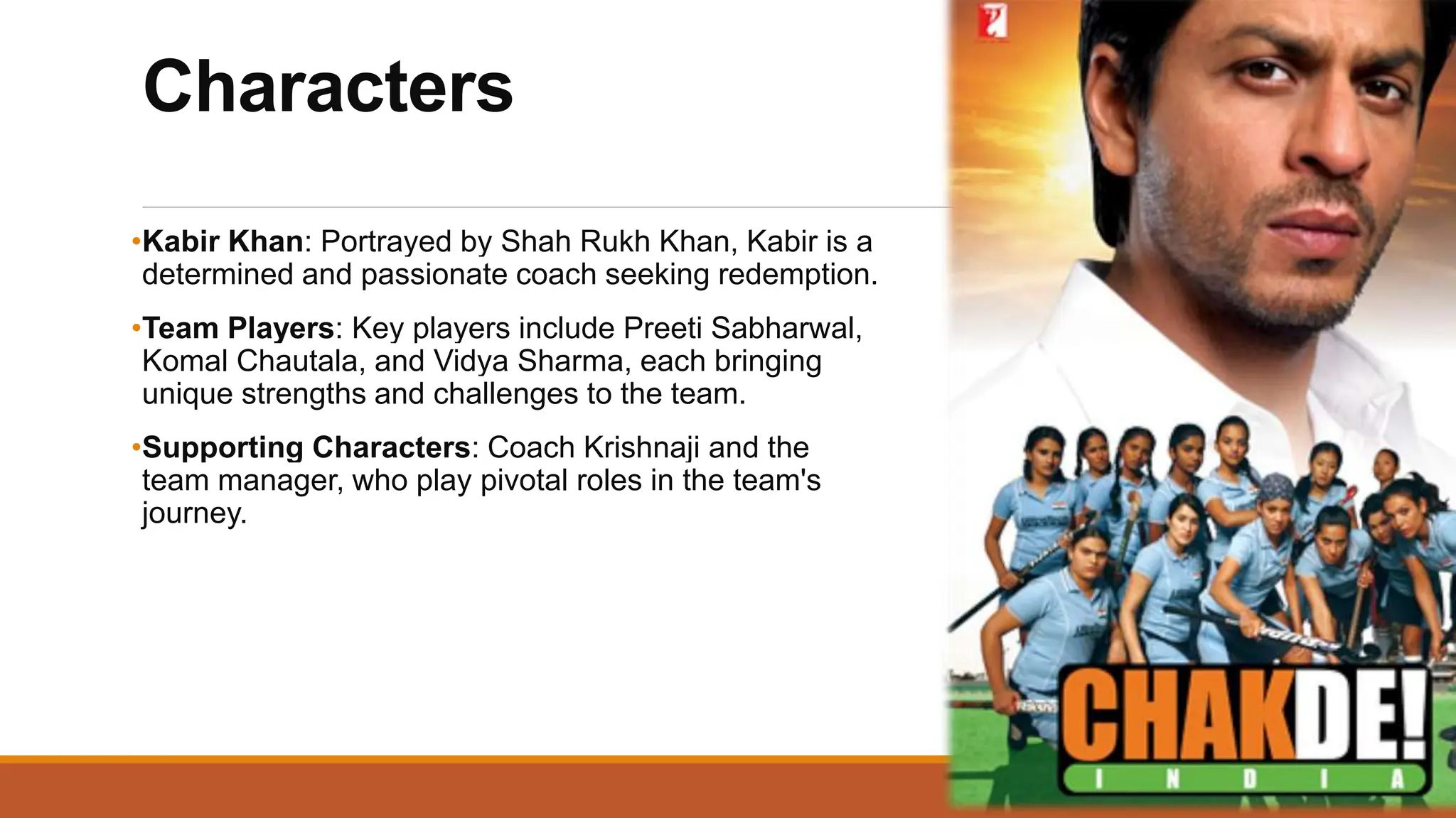 Chak De! India.pptx it is a PPT based on movie review of a movie named ...