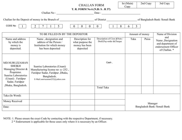 CHALLAN FORM english.docx | Business Accounting & Finance | Business