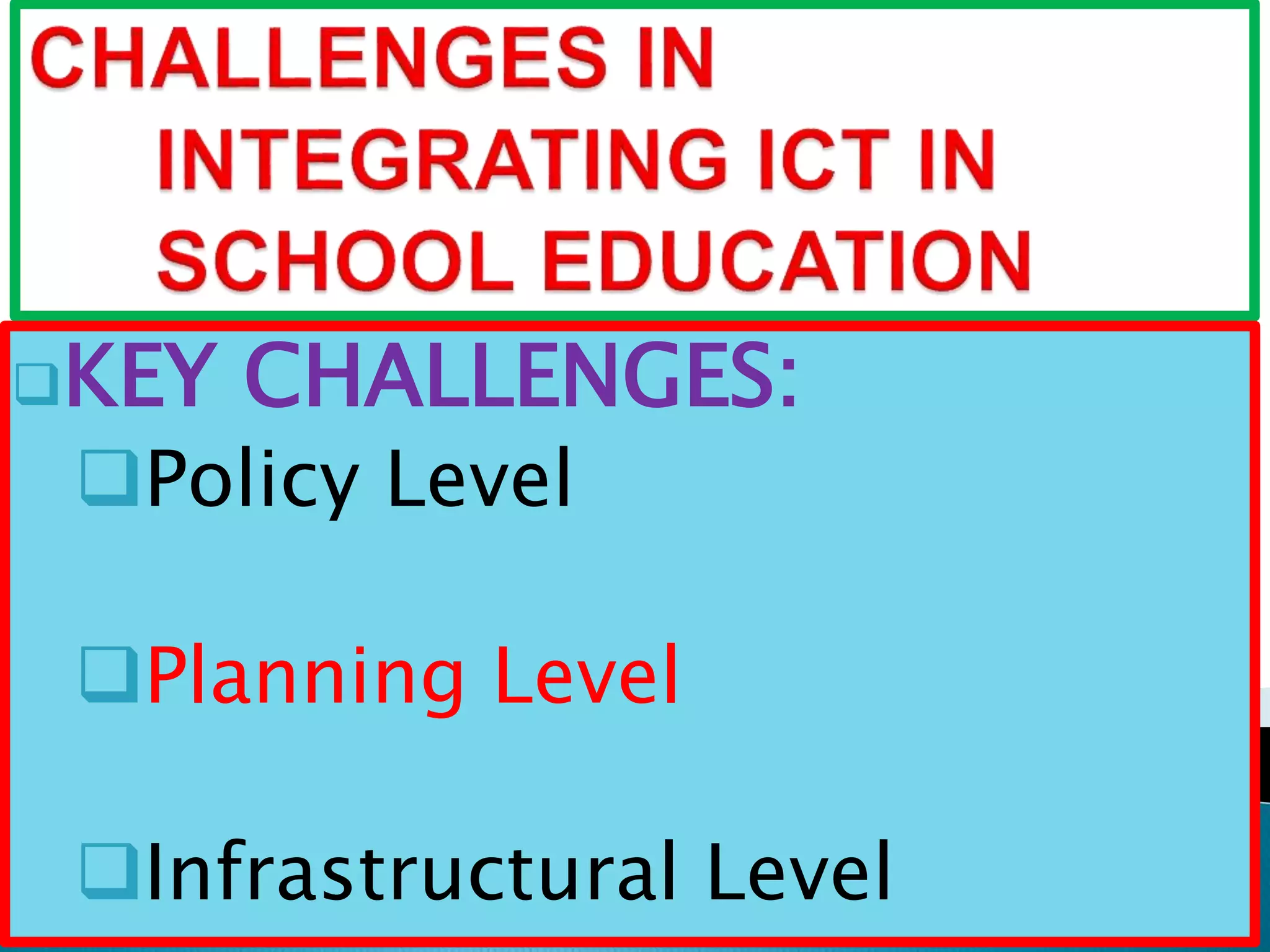 Challanges in integrating ict in school education | PPTX