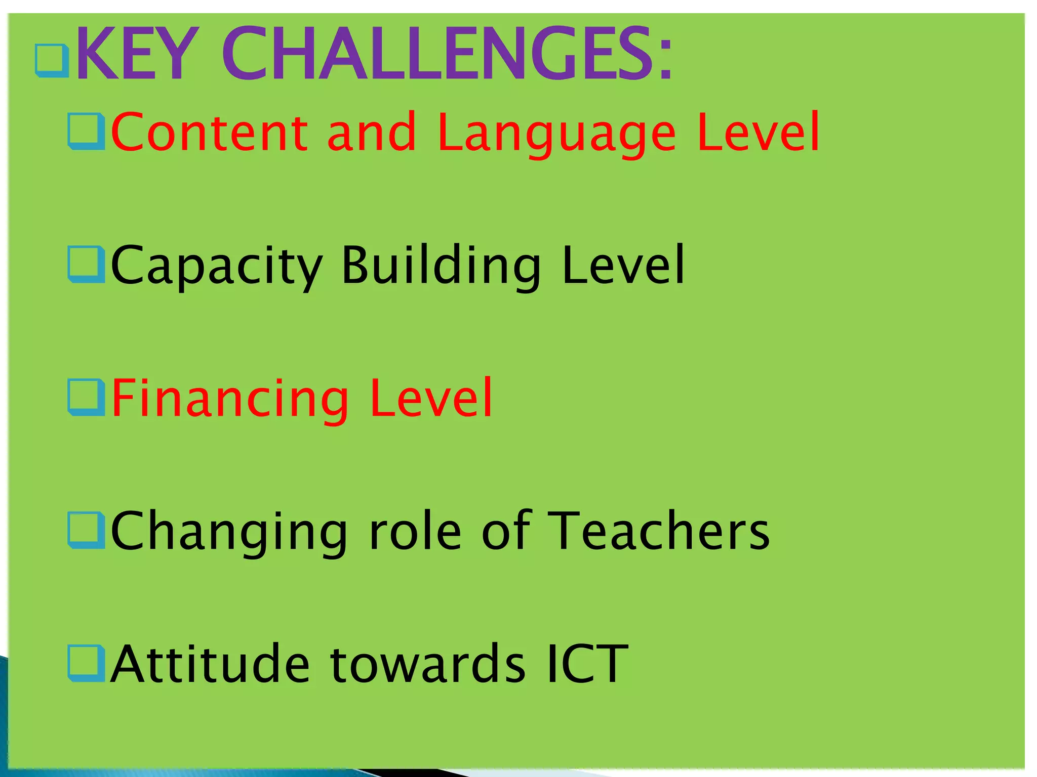 Challanges in integrating ict in school education | PPTX