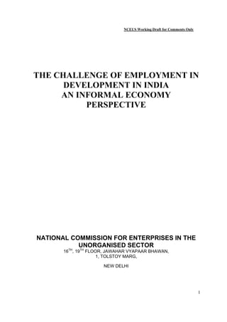 Challege in employment in development in india an informal economy perspective | PDF