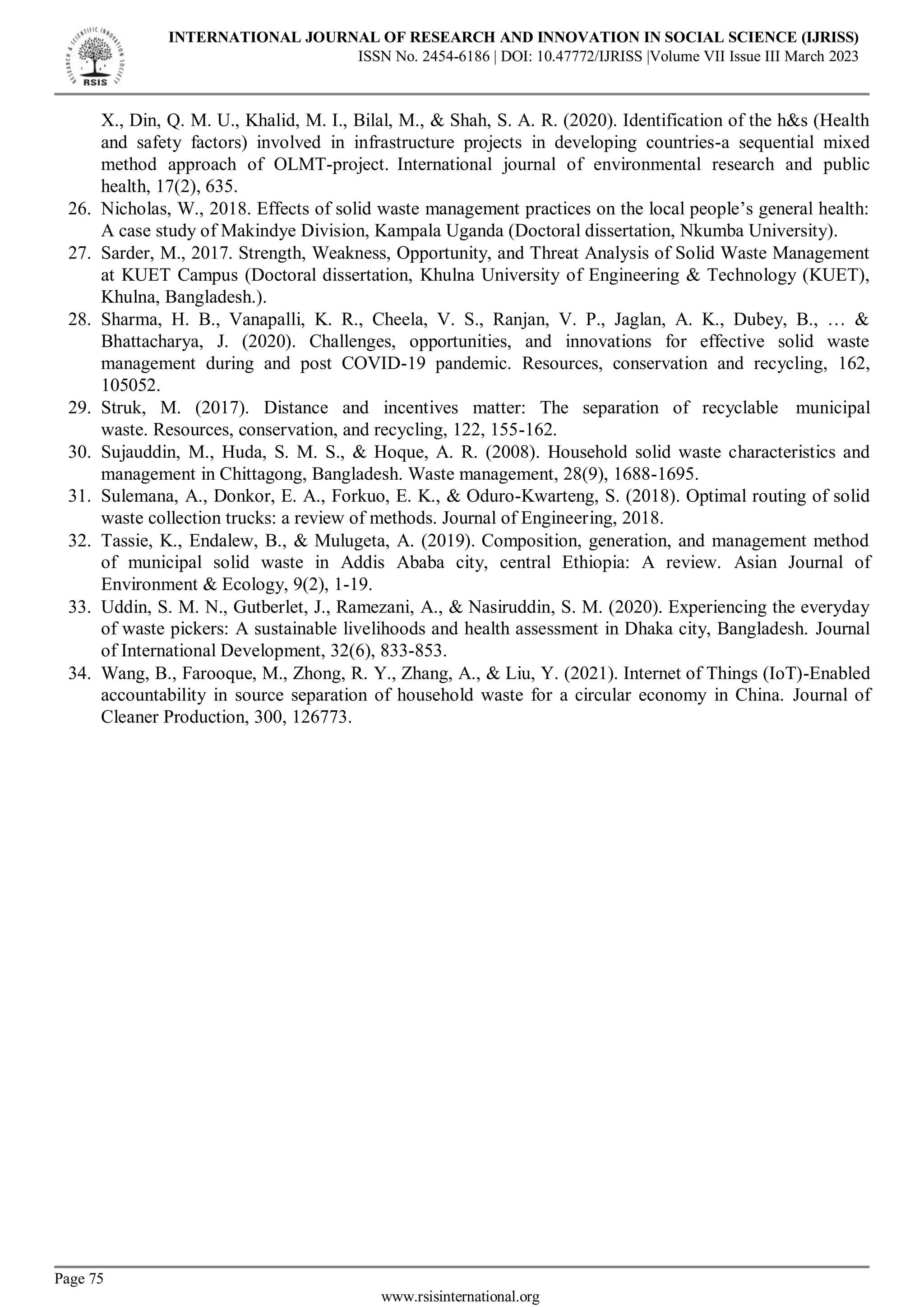 Challenges and Prospects of Solid Waste Management in Monrovia City ...