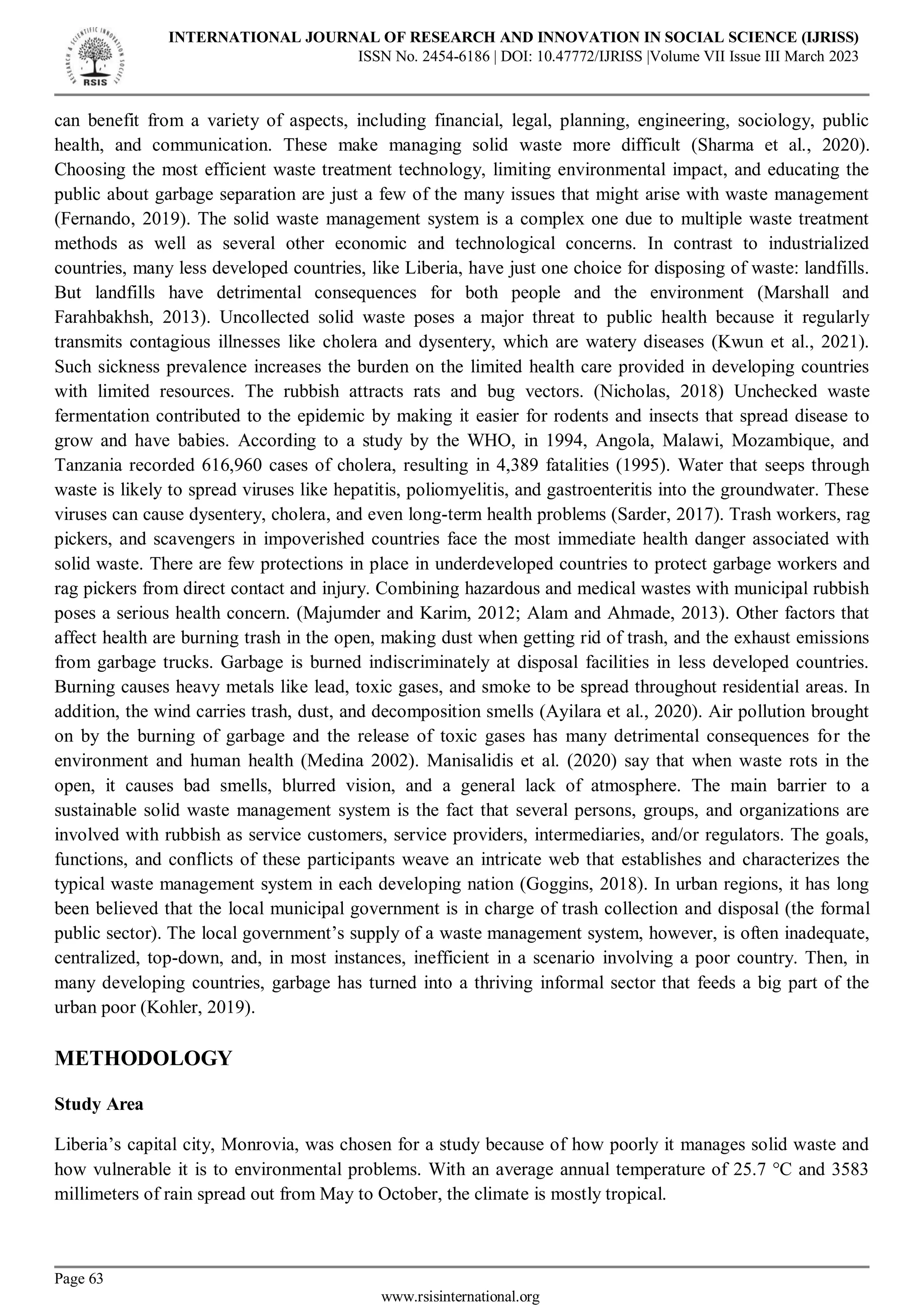 Challenges and Prospects of Solid Waste Management in Monrovia City ...