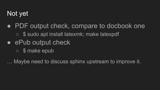 Challenge: convert policy doc from docbook to sphinx | PPT