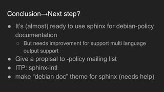 Challenge: convert policy doc from docbook to sphinx | PPT