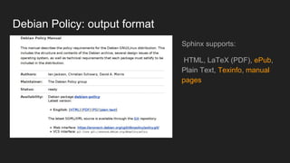 Challenge: convert policy doc from docbook to sphinx | PPT