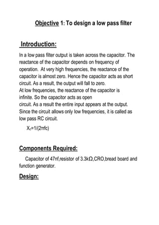 Low pass filter and Integrator | DOCX