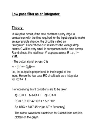 Low pass filter and Integrator | DOCX