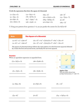 Challenge 10 square of a binomial | PDF | Science