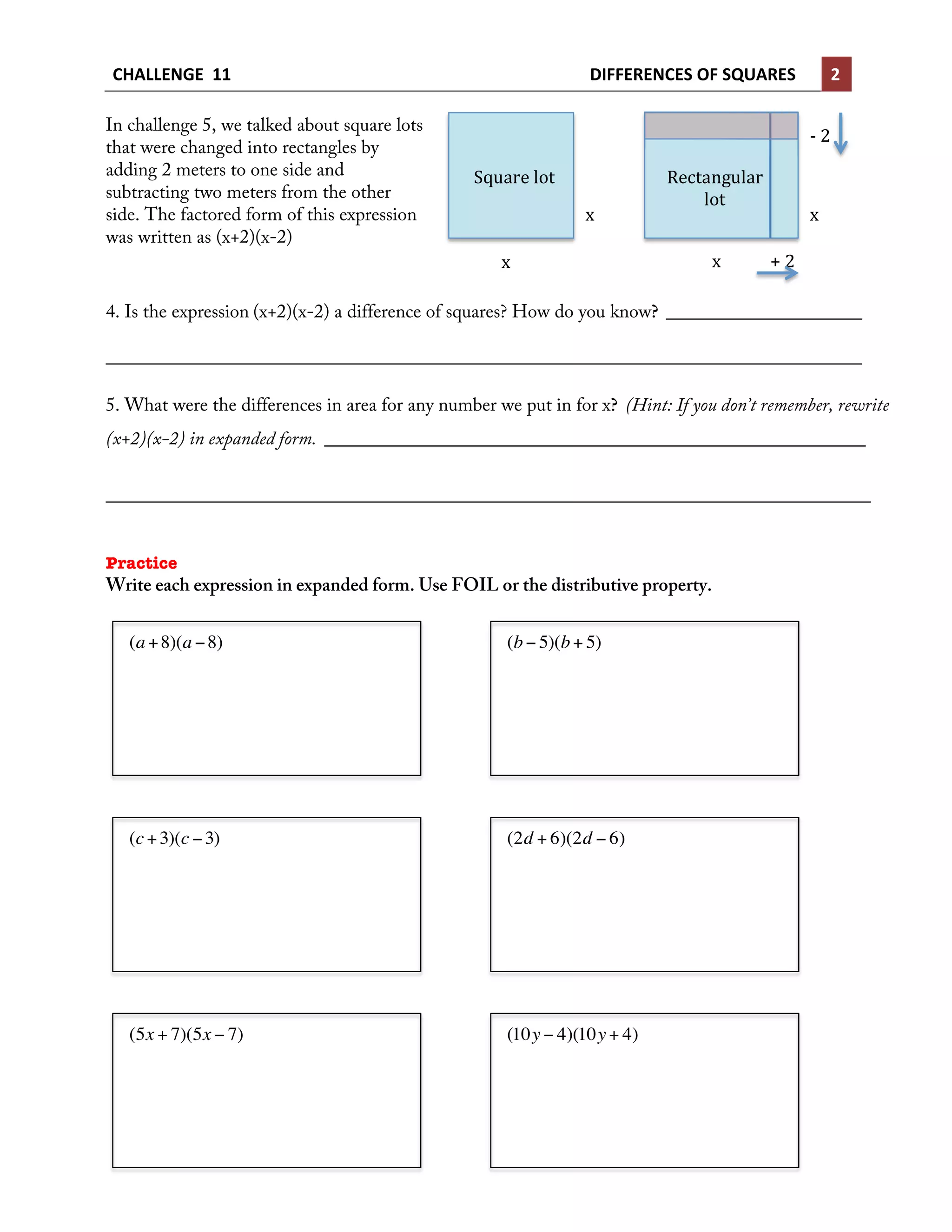 Challenge 11 multiplying differences of squares | PDF | Physics | Science