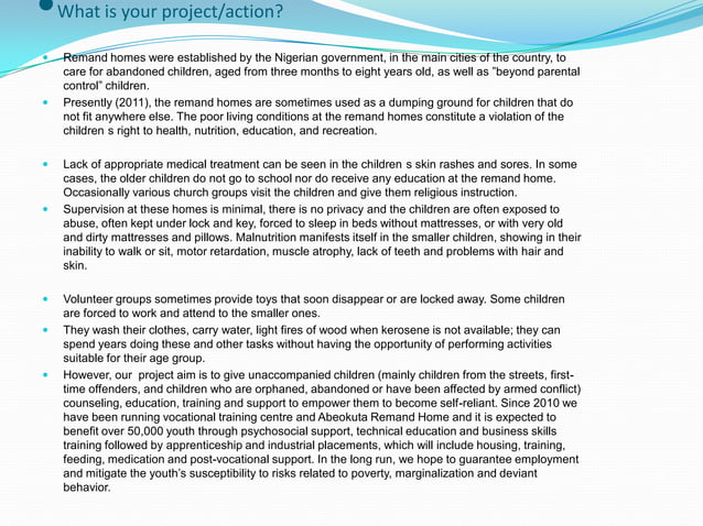 [Challenge:Future] REMAND CHILDREN RESTORATION PROJECT | PPT