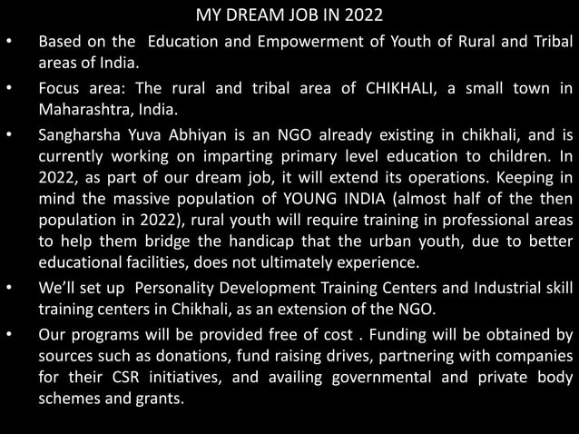 [Challenge:Future] Semi finals - SANGHARSHA: My Dream Job | PPTX