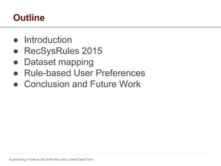 Challenge@rule ml2015 rule based recommender systems for the Web of Data | PPT