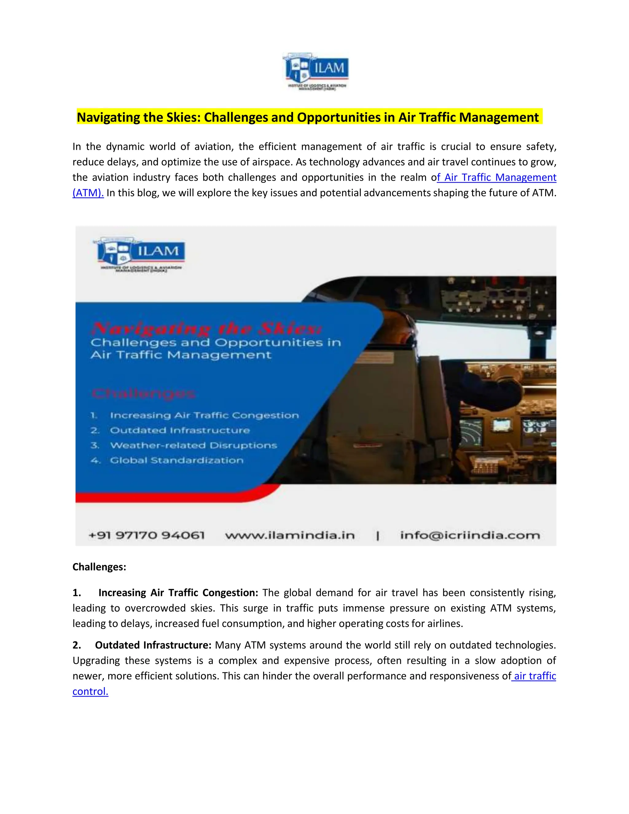 Navigating the Skies: Challenges and Opportunities in Air Traffic ...