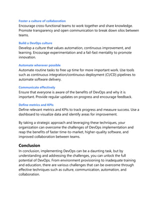 Top Challenges Faced During DevOps Implementation and How to Overcome Them | PDF